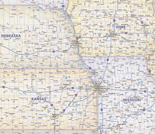Central US Laminated Wall Map (36” wide by 42” high)