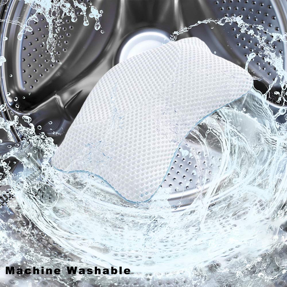 Non Slip Bath Pillow, Luxury Spa Bathtub Head & Neck Rest Support, Permeable Quick Drying Air Mesh Tub Pillow with 4 Large Suction Cups, Fits Any Tubs, Soft and Relaxing