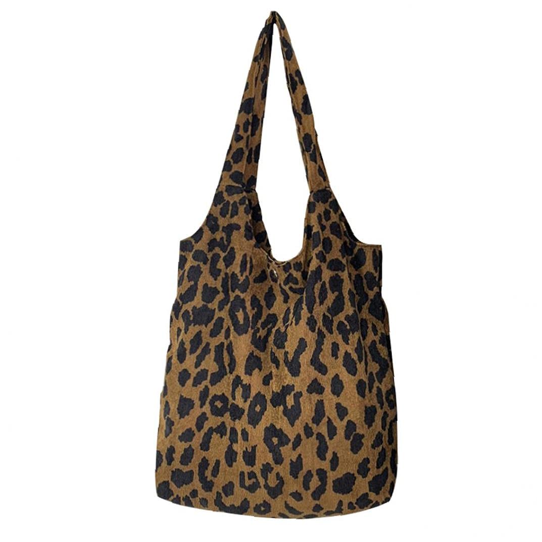 Froiny Leopard Printed Shoulder Bag Soft Large Tote Purse Handbag Travel Satchel Shopping Bag for Women
