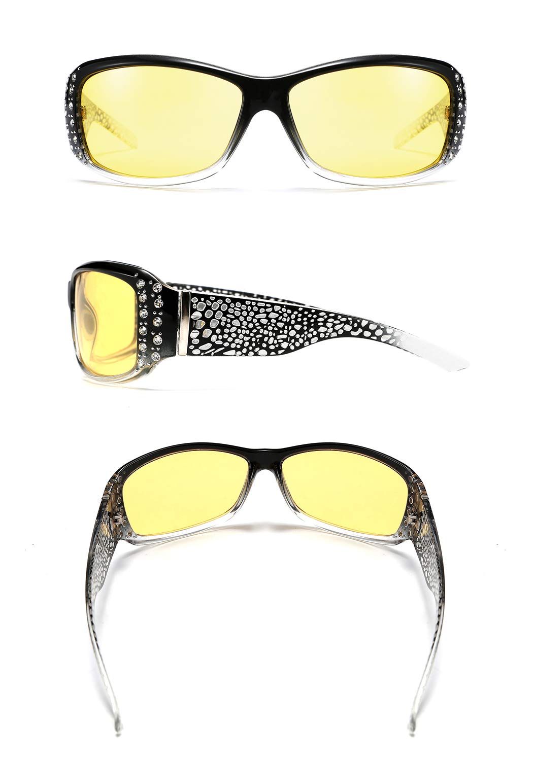 FEISEDY Women Yellow Sunglasses Wrap Around Anti Glare Driving Night Glasses B2547