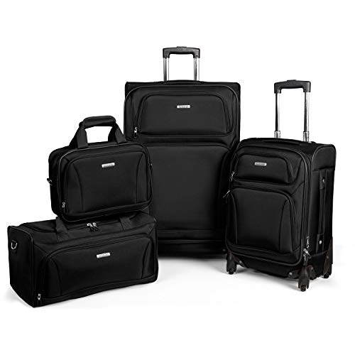 AMERICAN TOURISTER Premium 4 Piece Lightweight 1680D Set (20,28 Spinner, Boarding & Duffel) Black