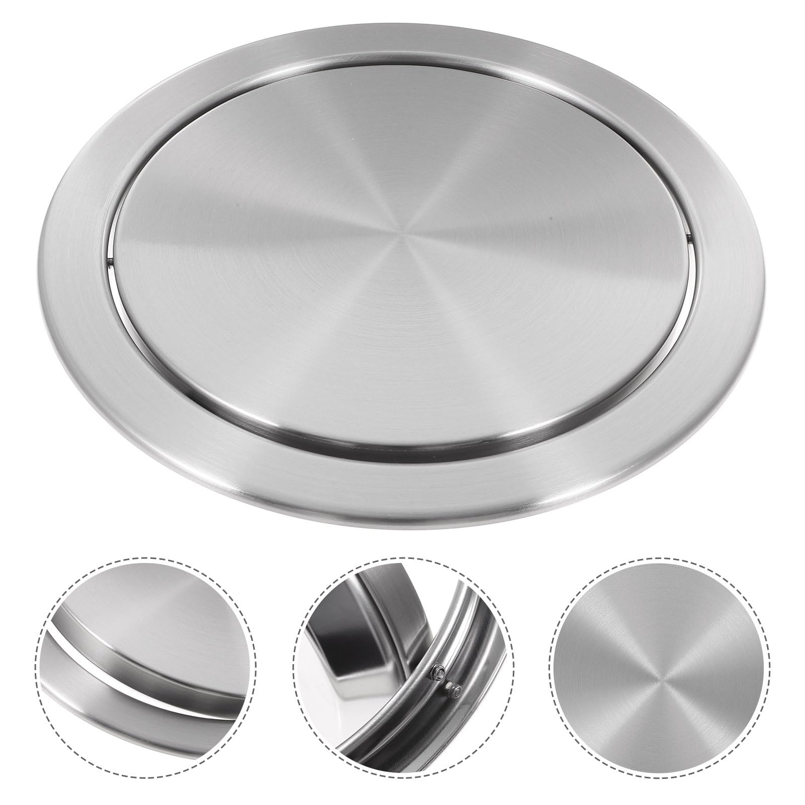 Cabilock Round Recessed Counter Top Covers Stainless Steel Trash Bin Built-in Flap Covers Kitchen Garbage Can Lids for Home Kitchen