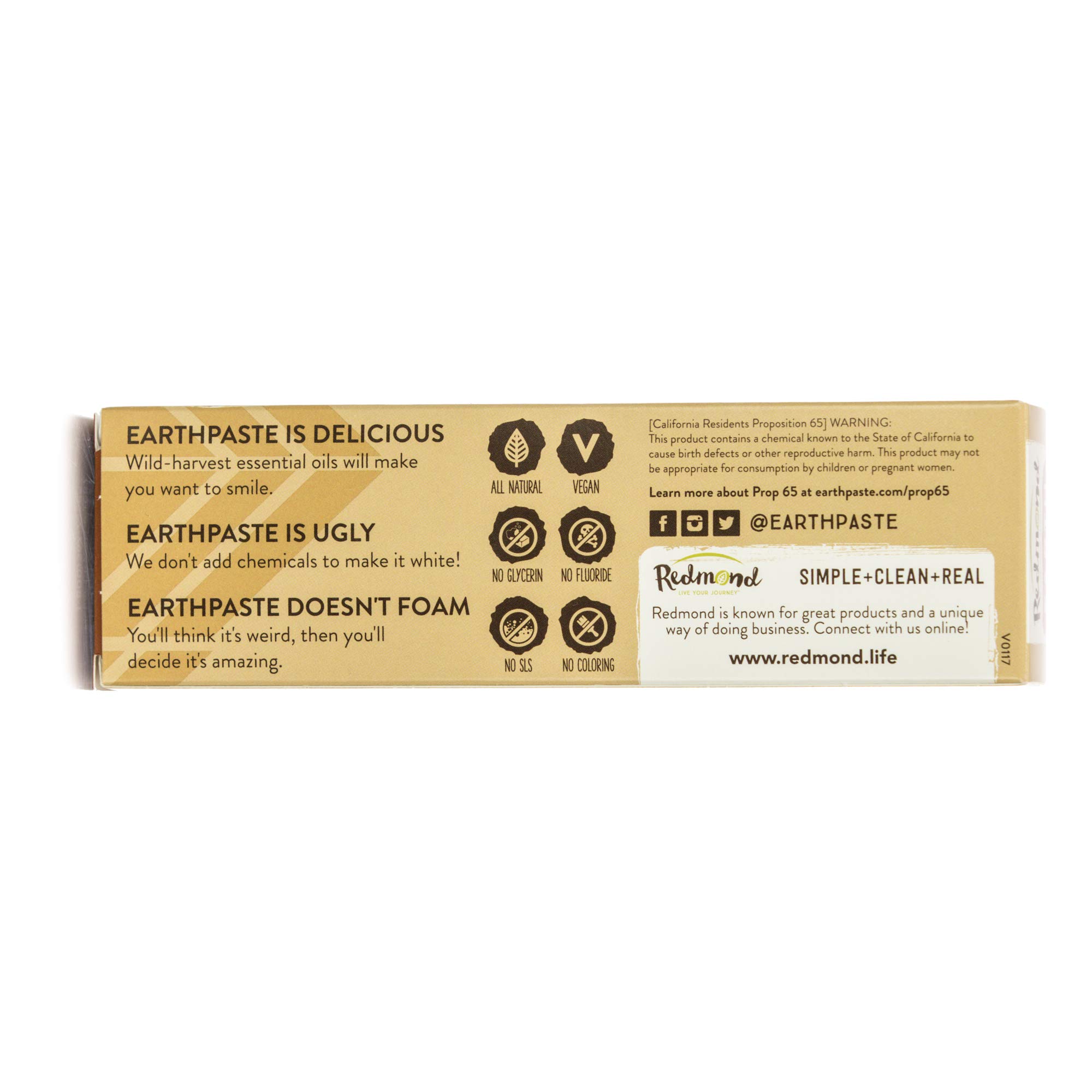 Redmond Earthpaste - Natural Non-Flouride Toothpaste, Cinnamon, 4 Ounce Tube (3 Pack)