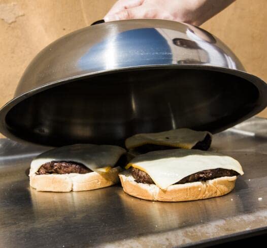 BBQ Accessories 12 Inch Round Stainless Steel Basting Cover - Cheese Melting Dome Round Cast Iron Grill Press Kit for Hamburger Bacon Steak, Best for Blackstone Camp Chef Flat Top Griddle Grill