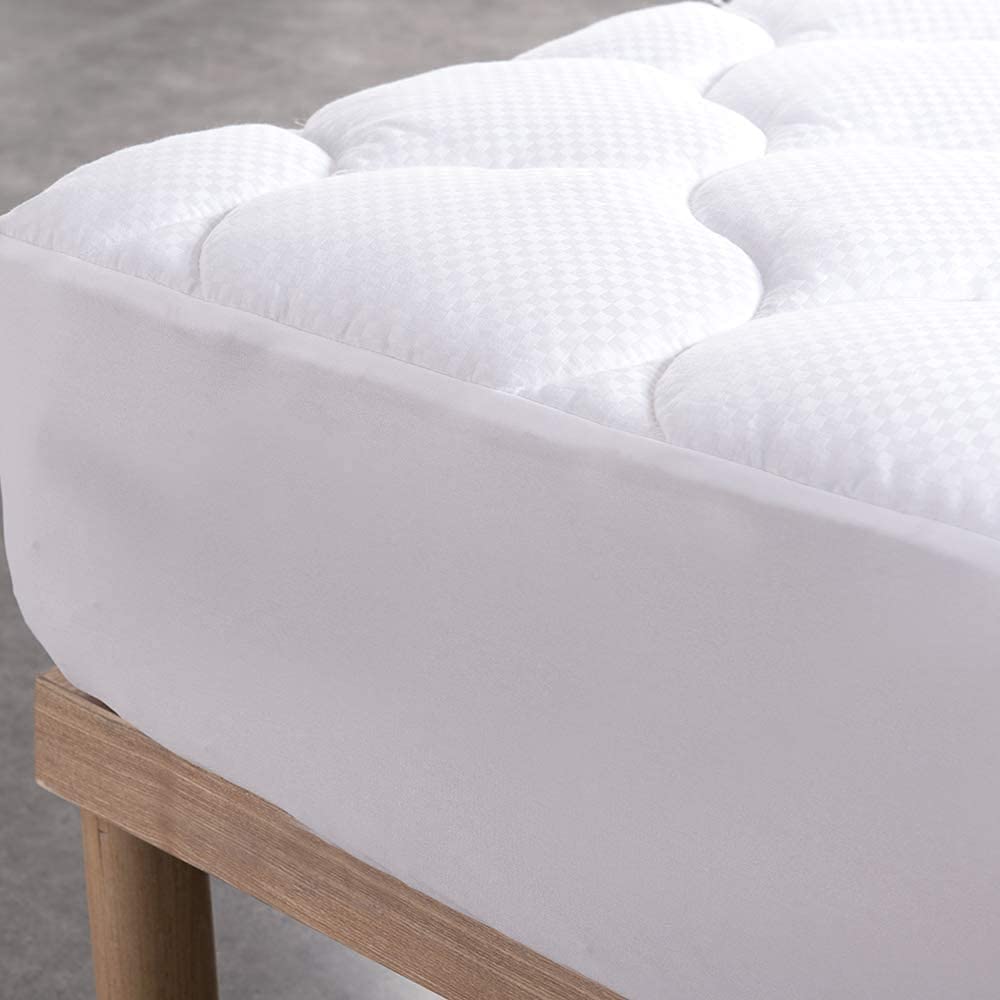 MANZOO Mattress Pad Mattress Protector Mattress Cover King Size Bed Mattress Topper Mattress Toppers for King Bed, White