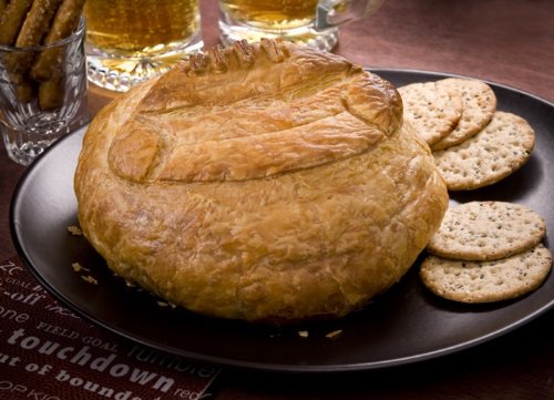 Creamy Baked Brie Appetizer with Fresh Filling Ingredients By Elegant Brie. Bake At Home Cheese Appetizer. Football Party Design