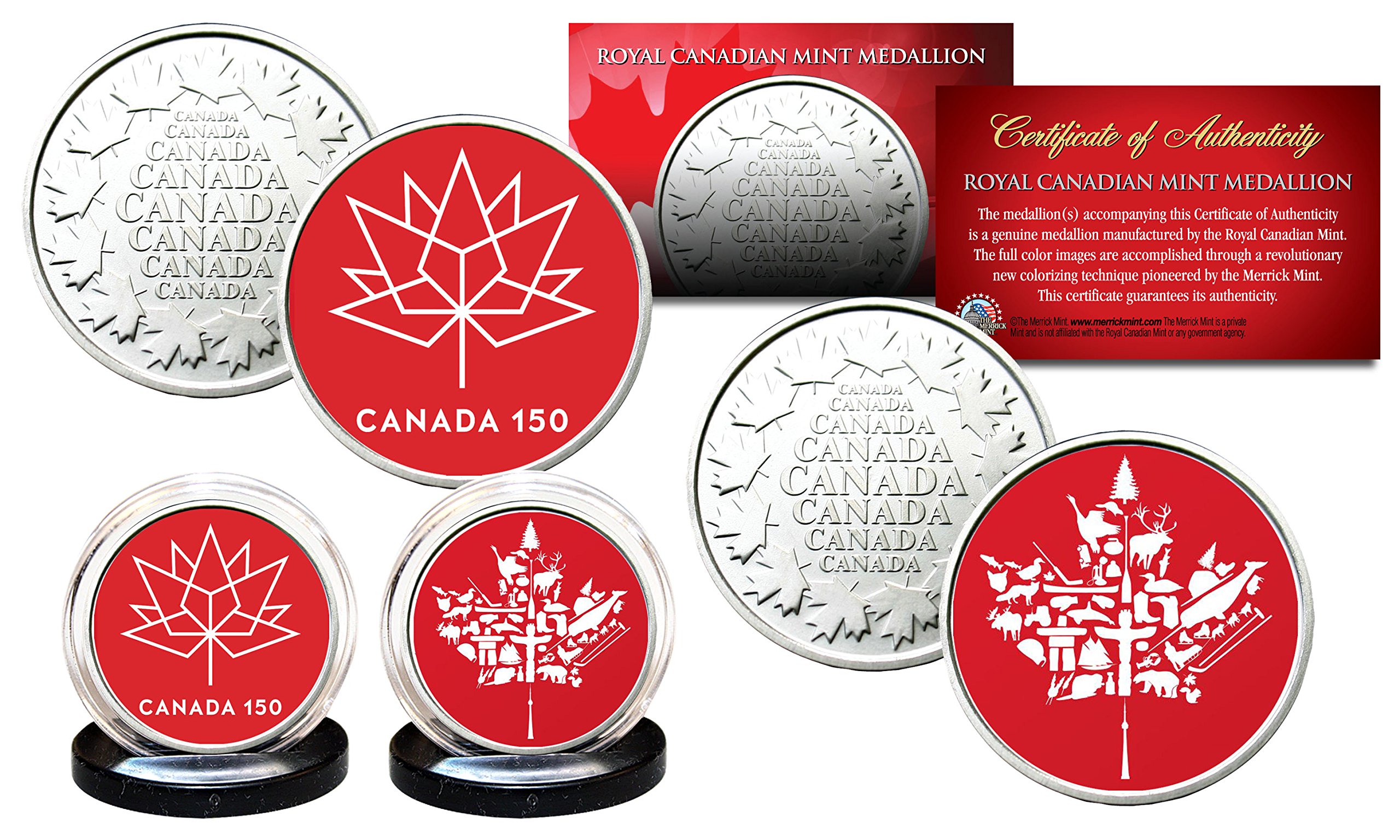Canada 150 Anniversary Royal Canadian Mint Medallions 2-Coin Set - All RED Logos