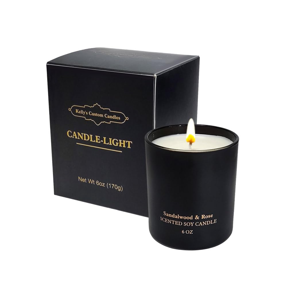 Scented Candles for Women,Premium Sandalwood Rose Aromatherapy Candles, Home Scented Candle, 6 oz Soy Candles,Long-Lasting Christmas Birthday Gifts for Women with Matte Black Gift Box.