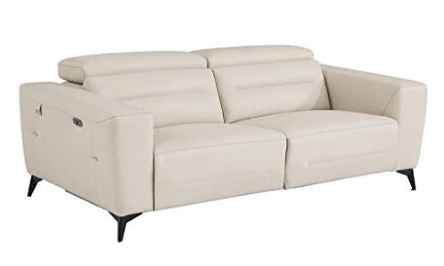 Blackjack Furniture Siena Power Reclining Sofa with USB Ports to Charge Devices, Adjustable Multi-Position Headrests, Wall Hugger Design, 82.6" W, Beige