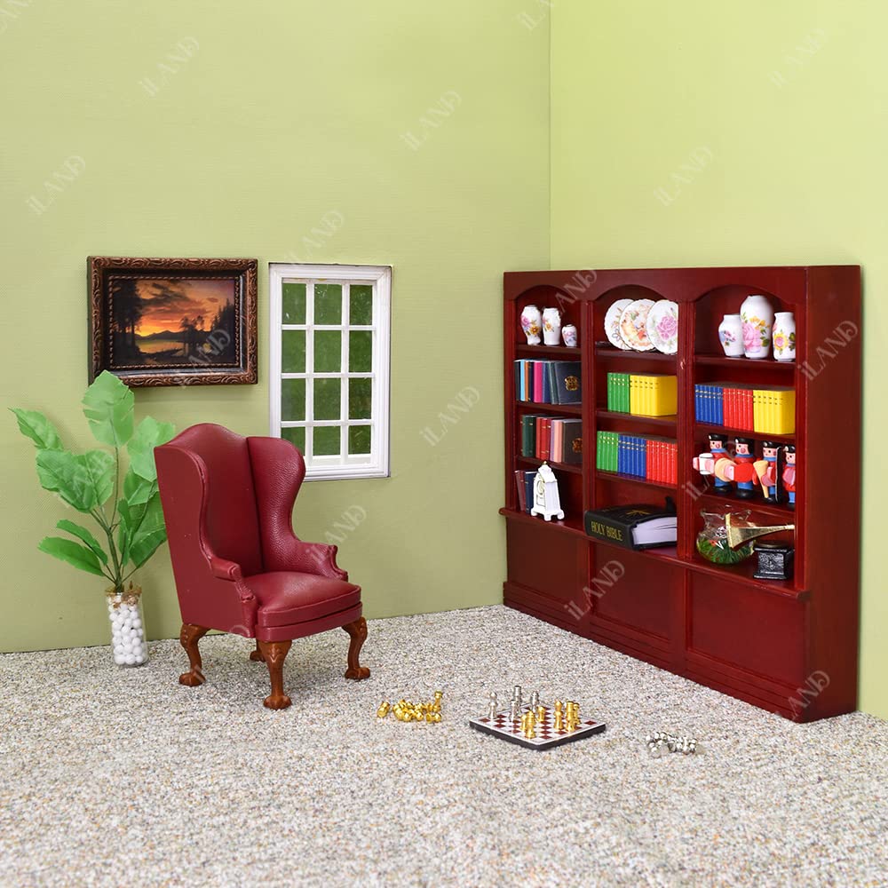 iLAND Miniature Dollhouse Accessories for Dollhouse Furniture on 1:12 Scale, Dollhouse Frames w/Printed Classic Paintings Set (4 Dark Brass Frames & Pictures)