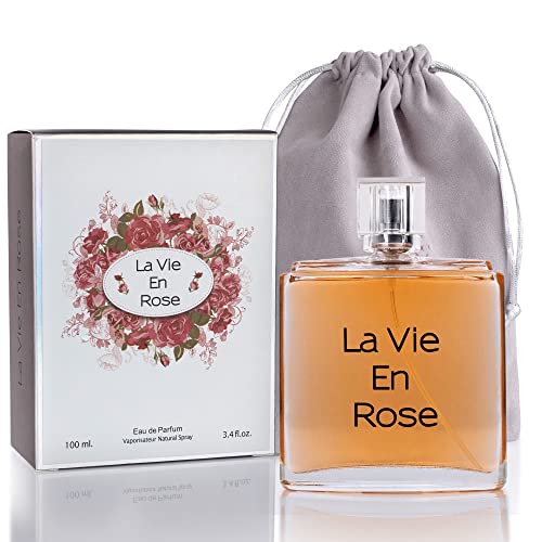 NovoGlow LA VIE EN ROSE, Eau de Parfum Spray for Women, Gourmand Fragrance, Daytime and Casual Use, for all Skin Types, 3.4 Fl Oz, Free Pouch Included (A)