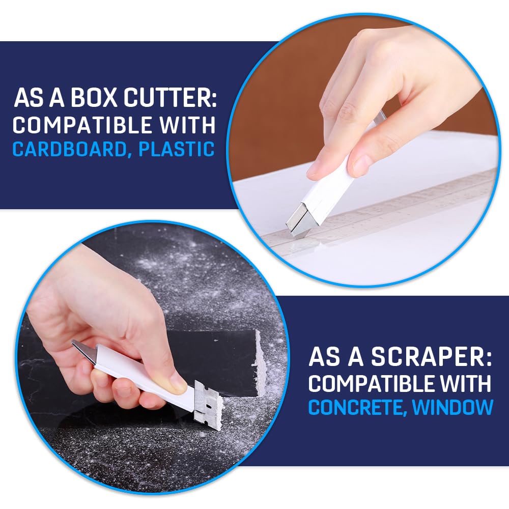 CANOPUS Box Cutters Retractable, Handy Cardboard Opener, Tap Open-Close, Utility Knife Set for Boxes, Packages and Papers, Works Also as Scraper, Full Metal Body, Box of 12, Made in USA