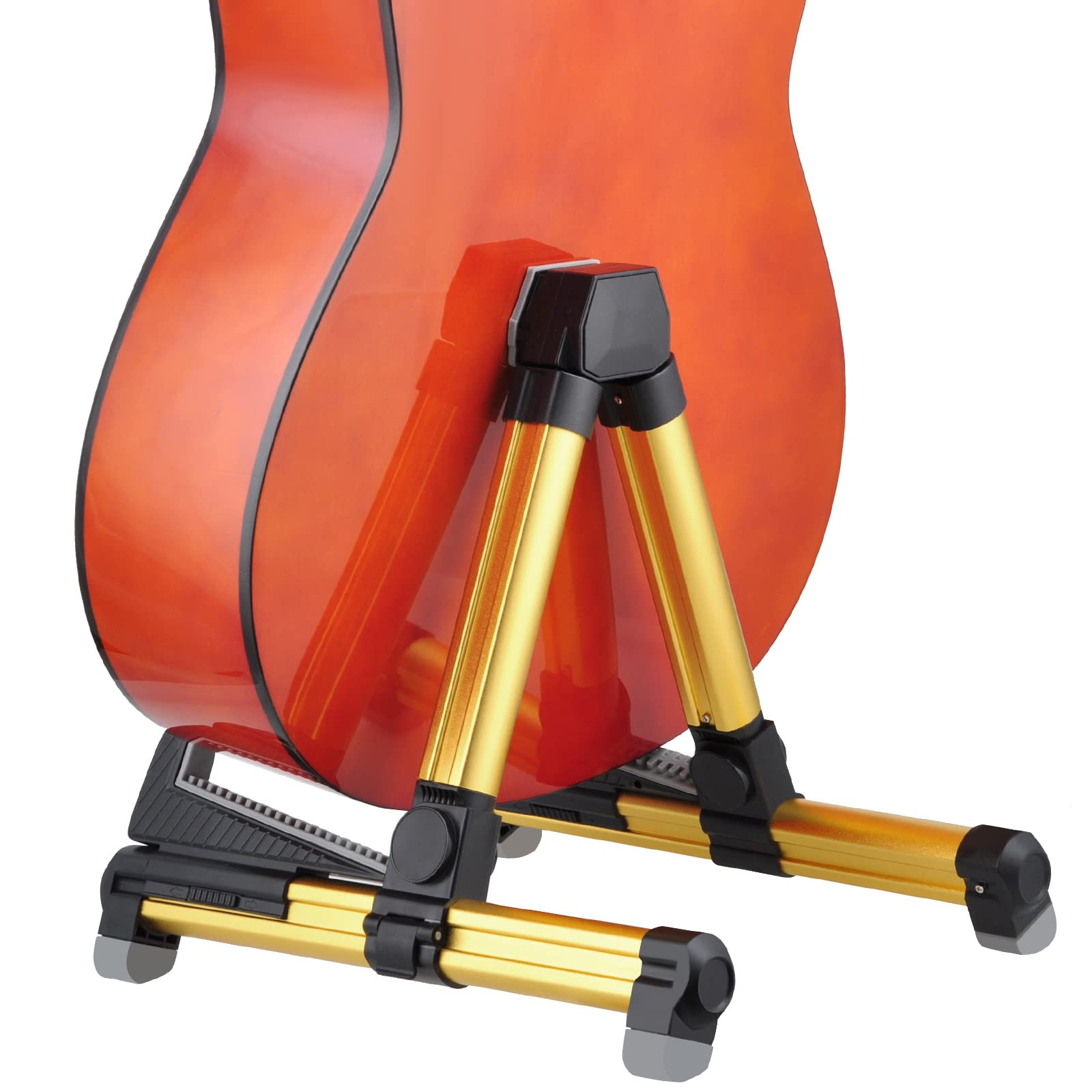 EASTROCK Folding Guitar Stand,Portable Tripod A Frame Aluminium Music Stand for Acoustic Electric Guitars, Bass, Violin, Ukulele, Banjo ( Black)