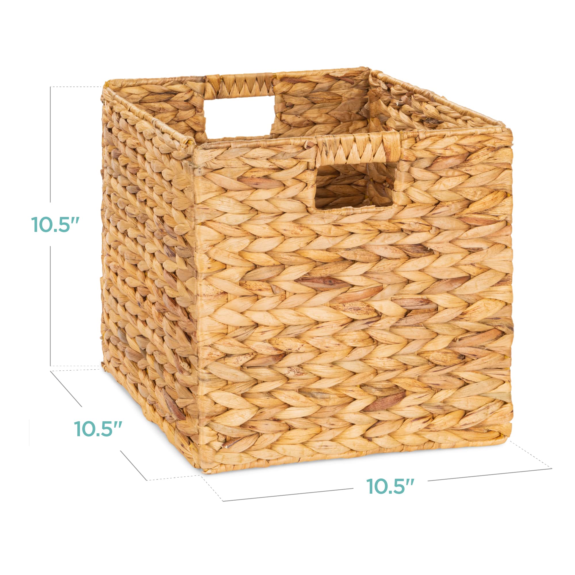 Best Choice Products 10.5x10.5in Hyacinth Baskets, Rustic Set Of 5 Multipurpose Collapsible Storage Organizer, Handwoven Laundry Totes for Bedroom, Living Room, Bathroom, Shelves - Natural