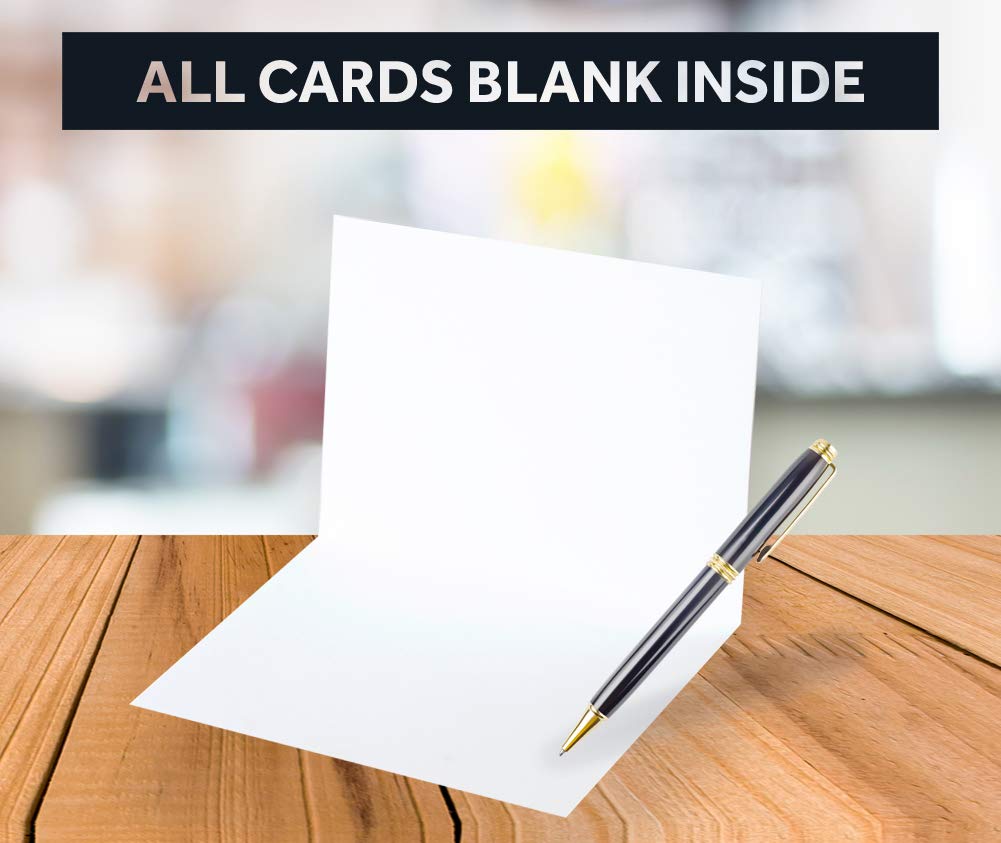 crbn Men Thank You Notes Bulk Retro 48 Thank You Cards Bulk w/Stickers & White Envelopes – Vintage & Retro – 4x6 Blank Note Cards – Perfect for Weddings, Bridal Showers, Graduation, and Baby Showers