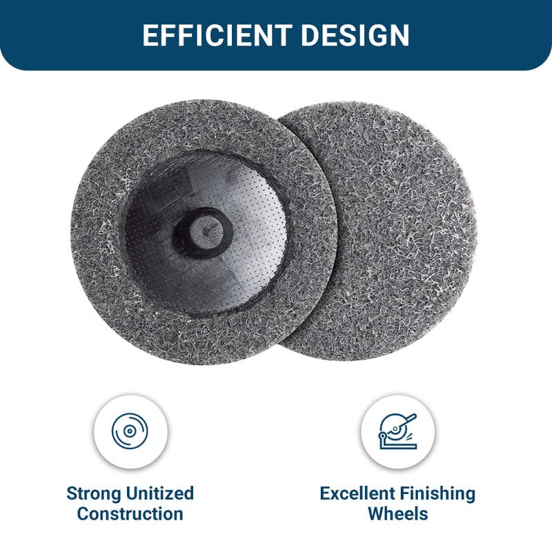 Benchmark Abrasives 2" Quick Change Silicon Carbide Non-Woven Surface Preparation Wheels for Sanding Polishing Paint Removal, Male R-Type Backing, Die Grinder Discs (10 Pack) - (Grey)