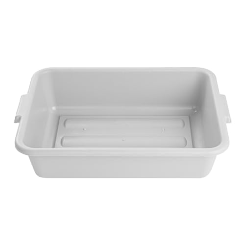 Restaurantware TUB ONLY: RW Clean 20 x 15 x 5 Inch Kitchen Bus Tub 1 Durable Bus Utility Box - Easy-Grip Handles Freezable White Plastic Bus Box For Restaurants Or Catering Services