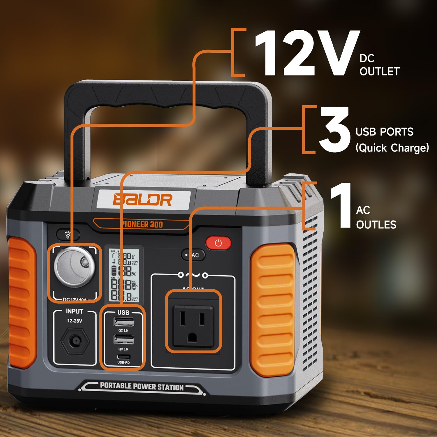 BALDR Portable Power Station 1000w, 933wh Solar Generator (Solar Panel Optional) for Home Use, Solar Mobile Lithium Battery Pack for Outdoor Adventure Rv/Van Camping High-Power Appliances Emergency