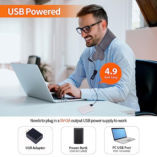 Comfheat USB Neck Heating Pad with Vibration Heated Neck Wrap for Pain Relief, Neck Massage Heat Pad Thermal Wram Therapy for Soreness Stiffness, 3 Heat Levels Auto Shut Off (Non-Rechargeable)