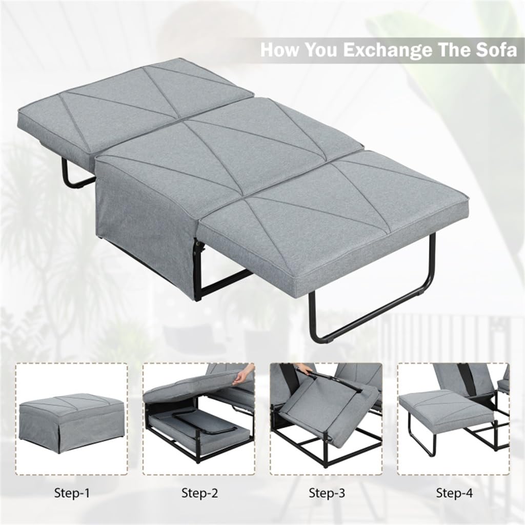 APAINI Sofa Bed,4-in-1Folding Ottoman Sofa Bed Sleeper Chair Convertible Chair Into Bed with Adjustable Backrest