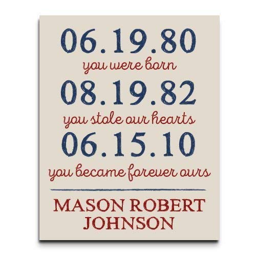 CANARY ROAD Adoption Dates Print | Adoption Gift | Gotcha Gift | Gotcha Day |Adoptive Parents Gift |Gotcha Day - Adoption Gift Personalized Art Child Keepsake Gift Boys and Girls Adopt Adopted Present