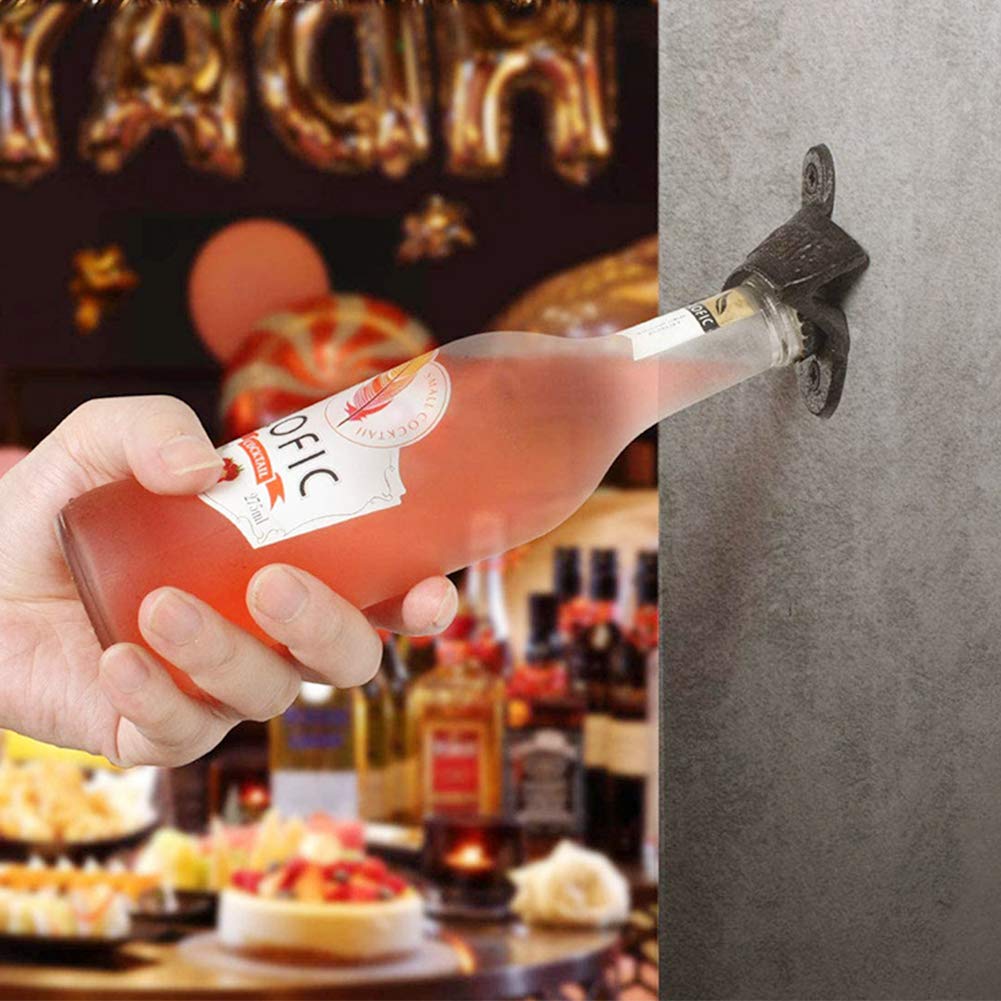 AYRXG 2 Pcs Wall Mounted Bottle Opener Vintage Beer Bottle Opener Suitable for Bars KTV Hotels Homes(Red bronze,Black)