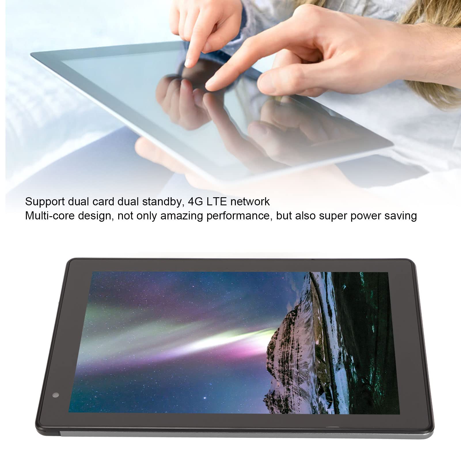 AUHX Calling Tablet, 100-240V Dual Cards Dual Standby 8 Inch IPS LCD 8 Inch Tablet Dual Camera for 5.1 for Reading (US Plug)