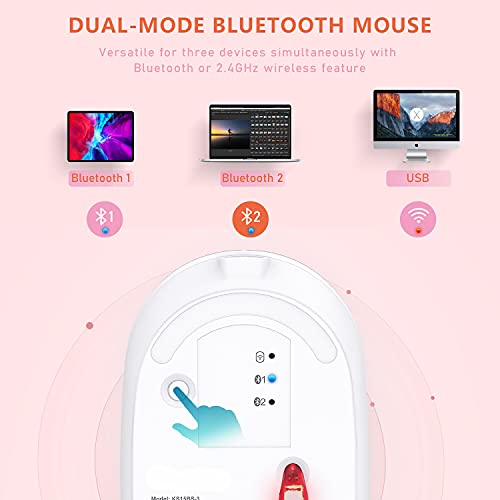 Bluetooth Keyboard Mouse, Multi-Device Wireless Keyboard Mouse Combo, Ultra Slim, Rechargeable, Dual-Mode(Bluetooth 4.0 + USB), for Windows/Mac OS (Rose Gold)