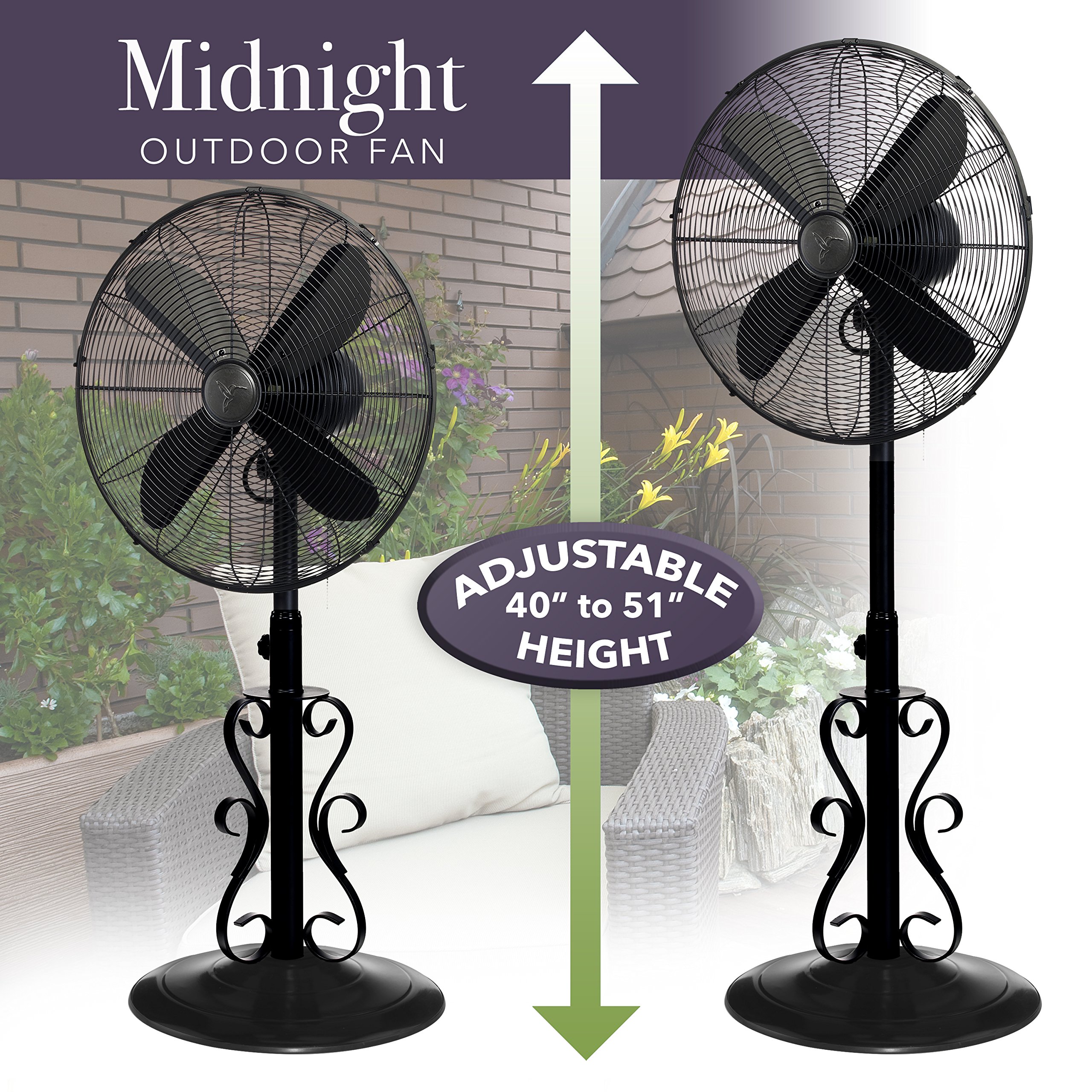 DecoBREEZE Pedestal Standing Fan, 3 Speed Oscillating Fan with Adjustable Height, Ebony, Antique Fan, 18 inches