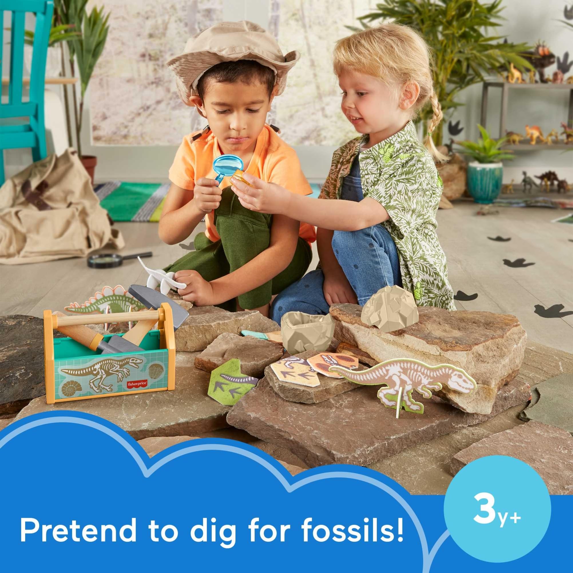 Fisher-Price Dinosaur Discovery, fossil finder paleontologist pretend play set for preschool kids ages 3 years and up