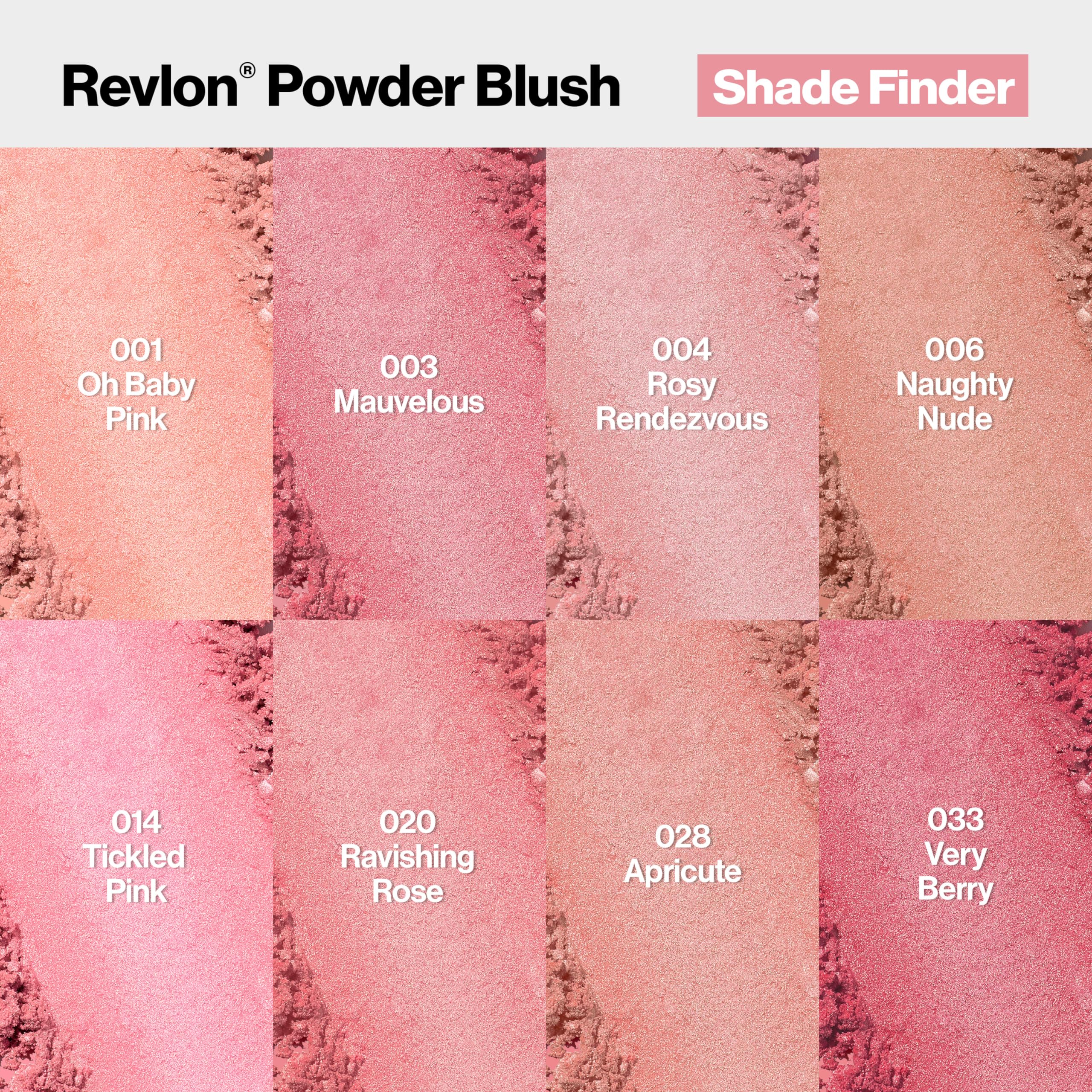 Revlon Powder Blush Face Makeup, High Impact Buildable Color, Lightweight & Smooth Finish, 020 Ravishing Rose, 0.17 oz