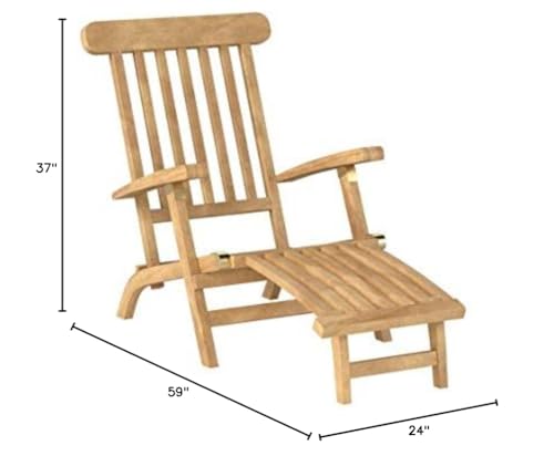 D-Art Collection Outdoor Steamer Deck Chair - in Teak Wood