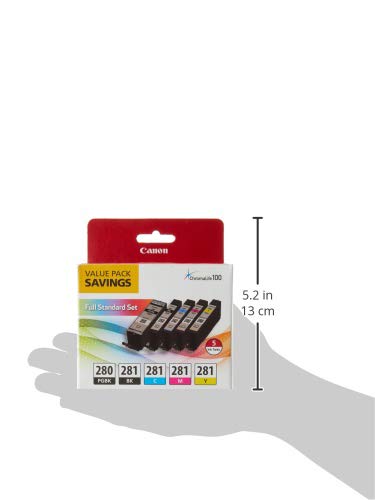 Canon PGI-280 / CLI-281 5 Color Ink Pack & 280 XL Pigment Black Ink, Compatible to Printer TR8520, TR7520, TS9120 Series,TS8120 Series, TS6120 Series, TS9521C, TS9520, TS8220 Series, TS6220 Series