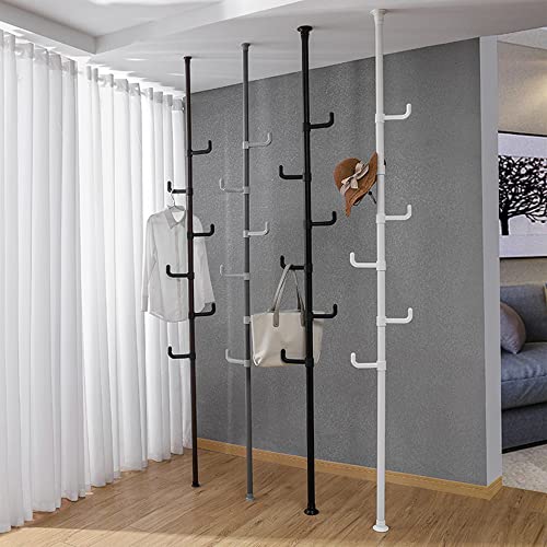 Black Clothing Rack Drying Racks ,Adjustable Laundry Pole Clothes Drying Rack Coat Hanger DIY Floor to Ceiling Tension Rod Storage Organizer for Indoor, Balcony - Black