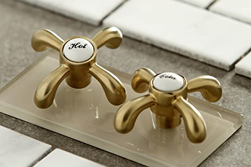 Kingston Brass KS7757TXBS French Country Bridge Kitchen Faucet, Brushed Brass