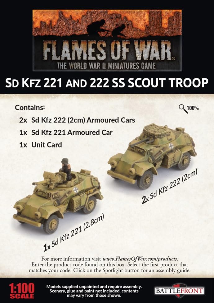 Flames of War: Late War German Waffen SS Sd Kfz 221 and 222 Scout Troop (GBX157)