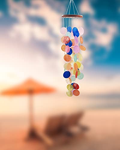 Capiz Shell Wind Chimes Outdoor, Outdoor Memorial Wind Chimes, Sympathy Wind Chimes Gifts for Patio, Garden, Yard Decoration