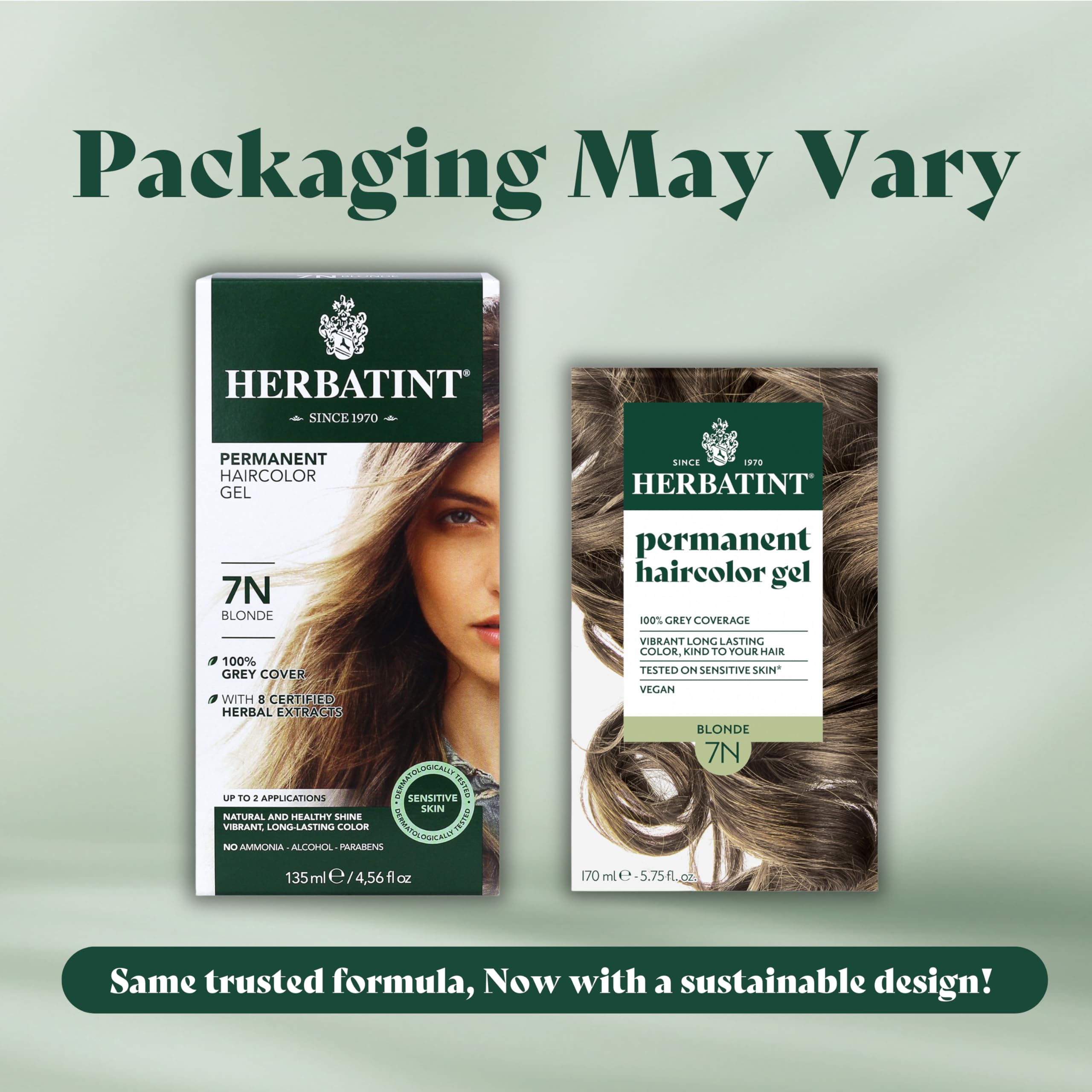 Herbatint Permanent Haircolor Gel, 7N Blonde, Alcohol Free, Vegan, 100% Grey Coverage - 4.56 oz