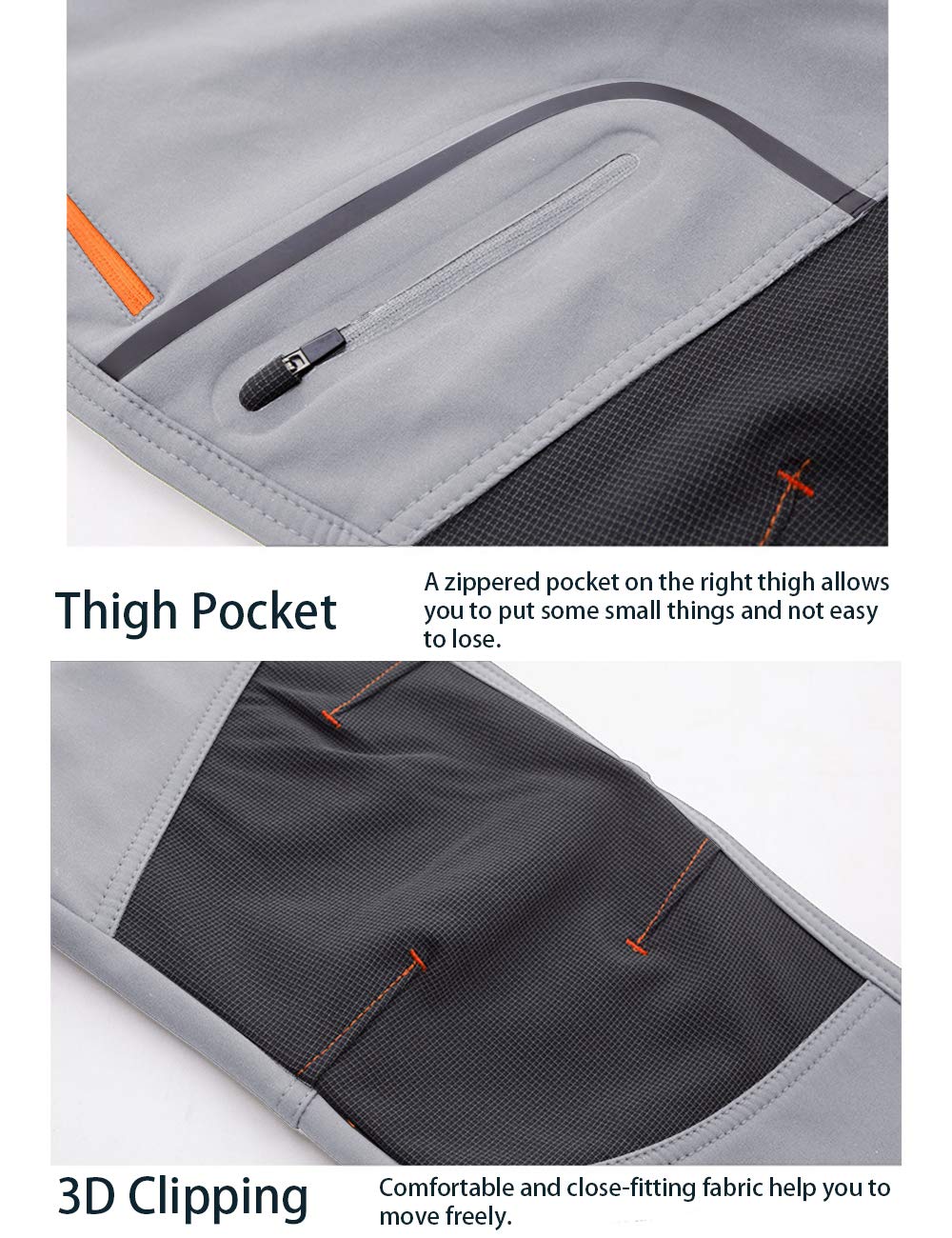 EKLENTSON Mens Hiking Pants Outdoor Fishing Snow Ski Warm Lightweight Work Pants Light Grey