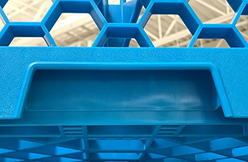 Carlisle FoodService Products RG9-214 OptiClean 9 Compartment Glass Rack with 2 Extenders, 7.12", Polypropylene, Blue