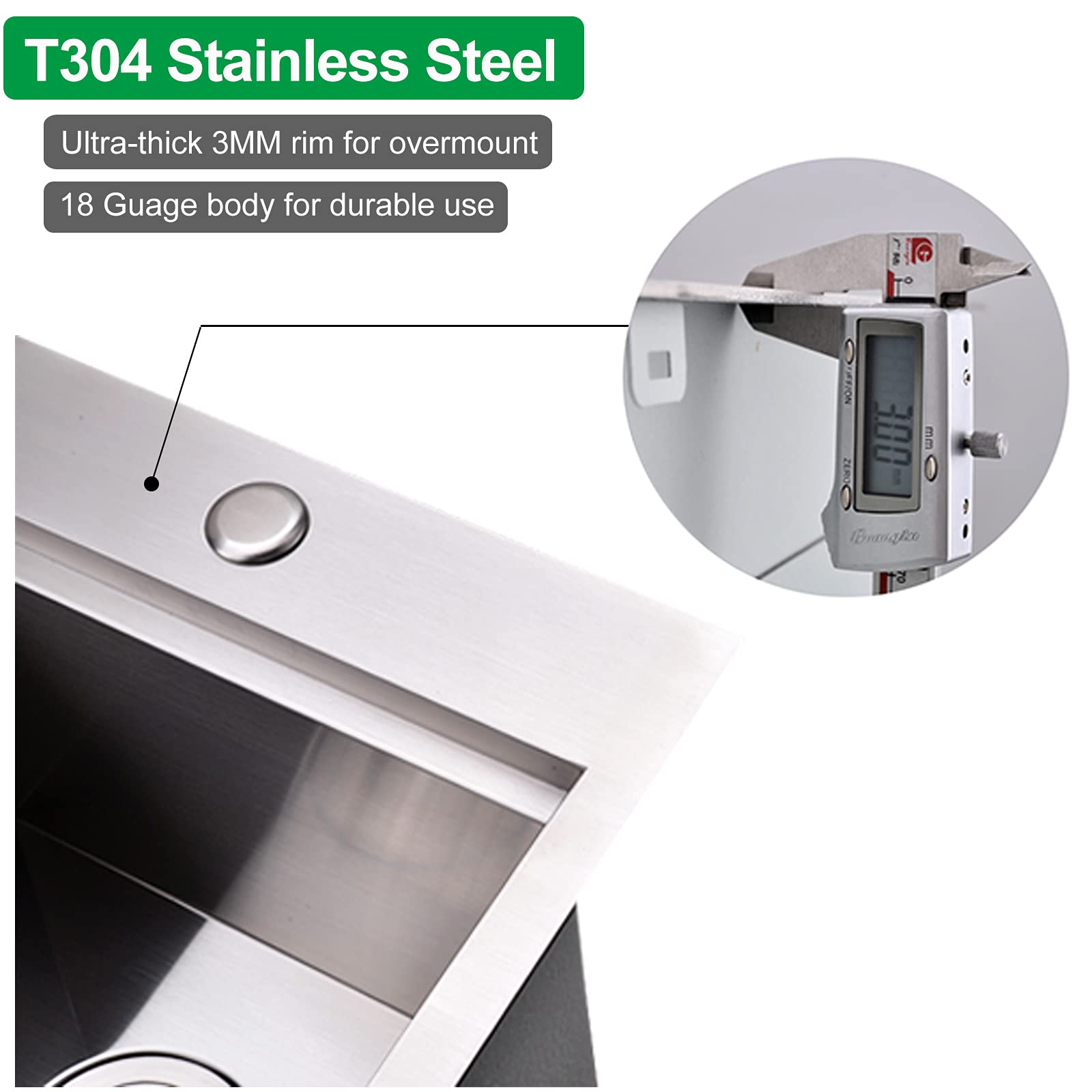 Bar Sink Drop In-VALISY 15x15 Inch Kitchen Sink Stainless Steel Square Small Topmount Workstation Kitchen Bar Sink,Single Bowl Kitchen Sink for Office Laundry Wet Bar Prep RV Outdoor Yard