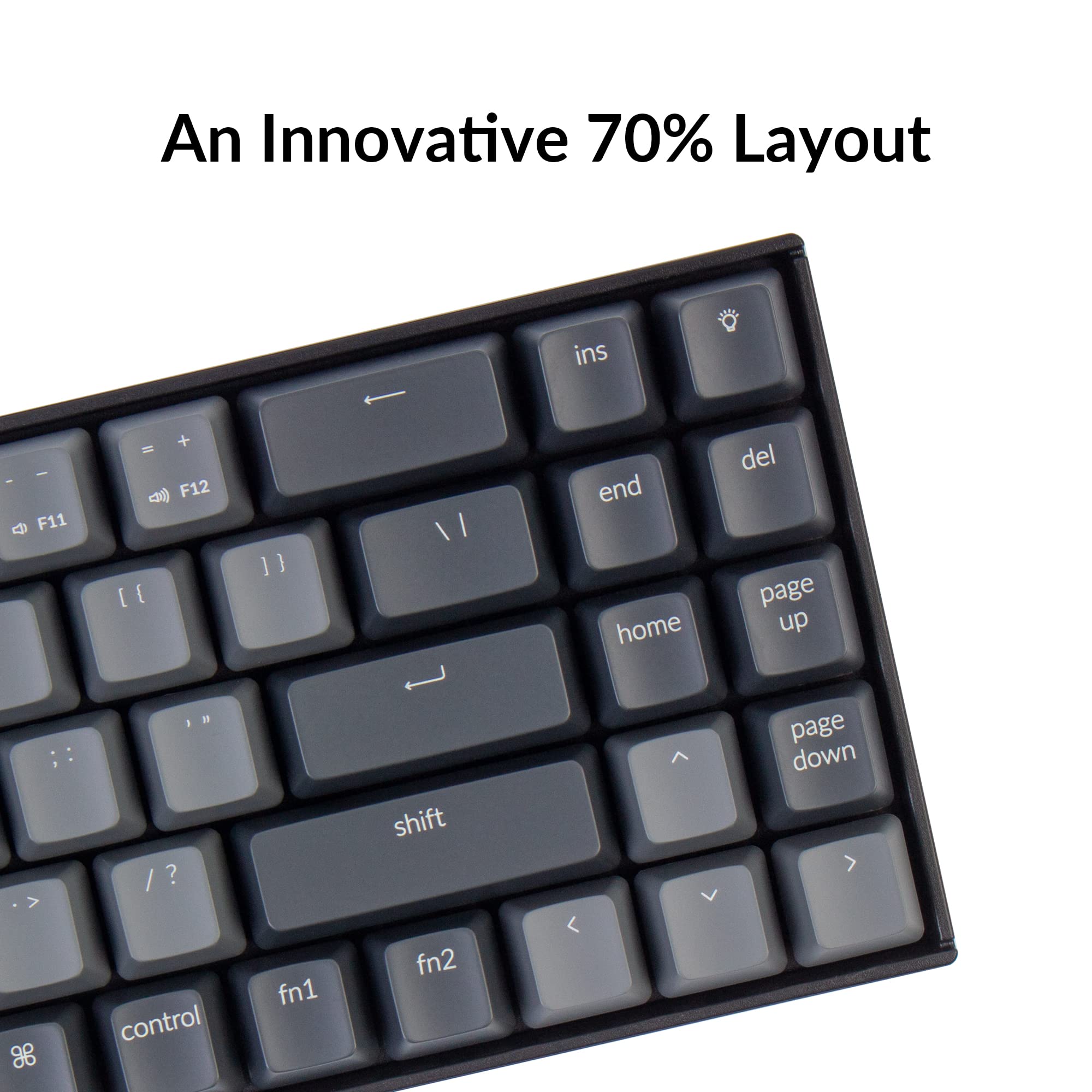 Keychron K14 70% Layout 72 Keys Bluetooth Wireless/USB Wired Mechanical Gaming Keyboard for Mac with Gateron G Pro Brown Switch/Multitasking/White LED Backlight Computer Keyboard for Windows Laptop