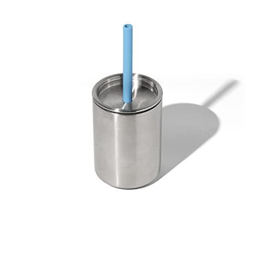 Avanchy 8oz Stainless Steel Baby Sippy Cup with Extra Silicone Lid. Spill-Proof Training Cup for Toddlers and Infants. Easy Grip and Leak-Proof Design - Blue