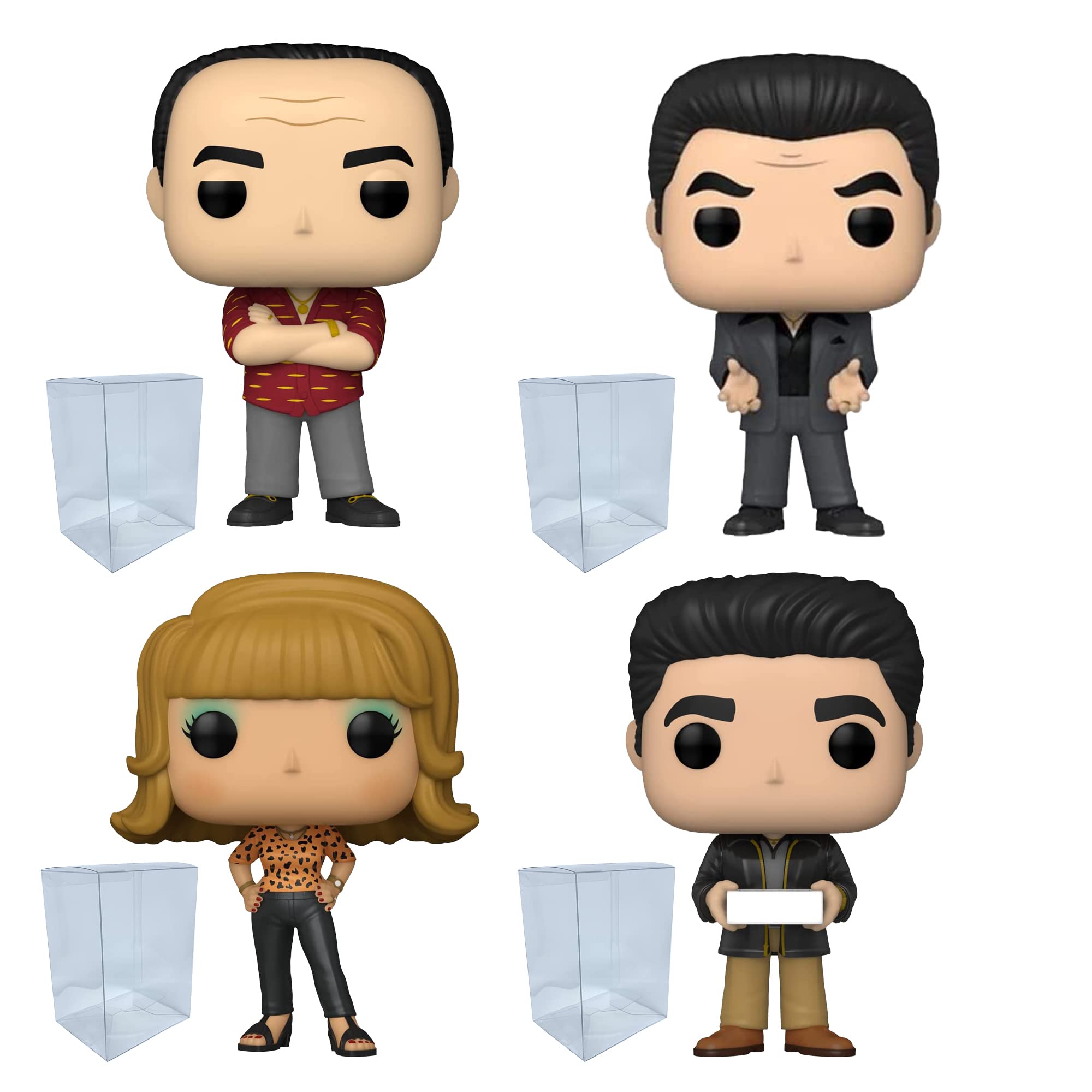 Blue Salamander Emporium Protector with Vinyl Figure Bundle - Includes Sopranos: Tony #1291, Silvio #1292, Carmela #1293, Christopher #1294 Vinyl Figures with 4 Plastic Cases