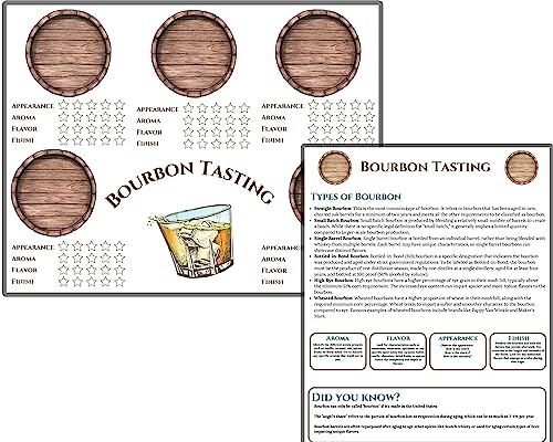 Bourbon flight tasting mat and guide sheet. Bourbon tasting guide for bourbon party. Bourbon placemats, Bourbon lover. Bachelor party games for bourbon party