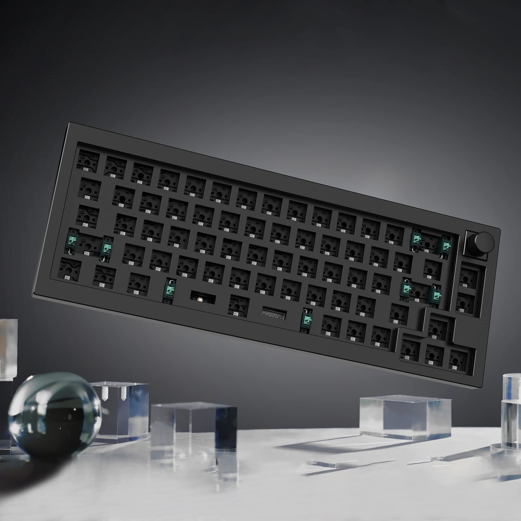 Keychron Q2 Wired Custom Mechanical Keyboard Barebone Knob Version, QMK/VIA Programmable Macro, Compatible with Mac Windows Linux, Hot-Swappable 65% Layout, Double-Gasket DIY Kit - Blue