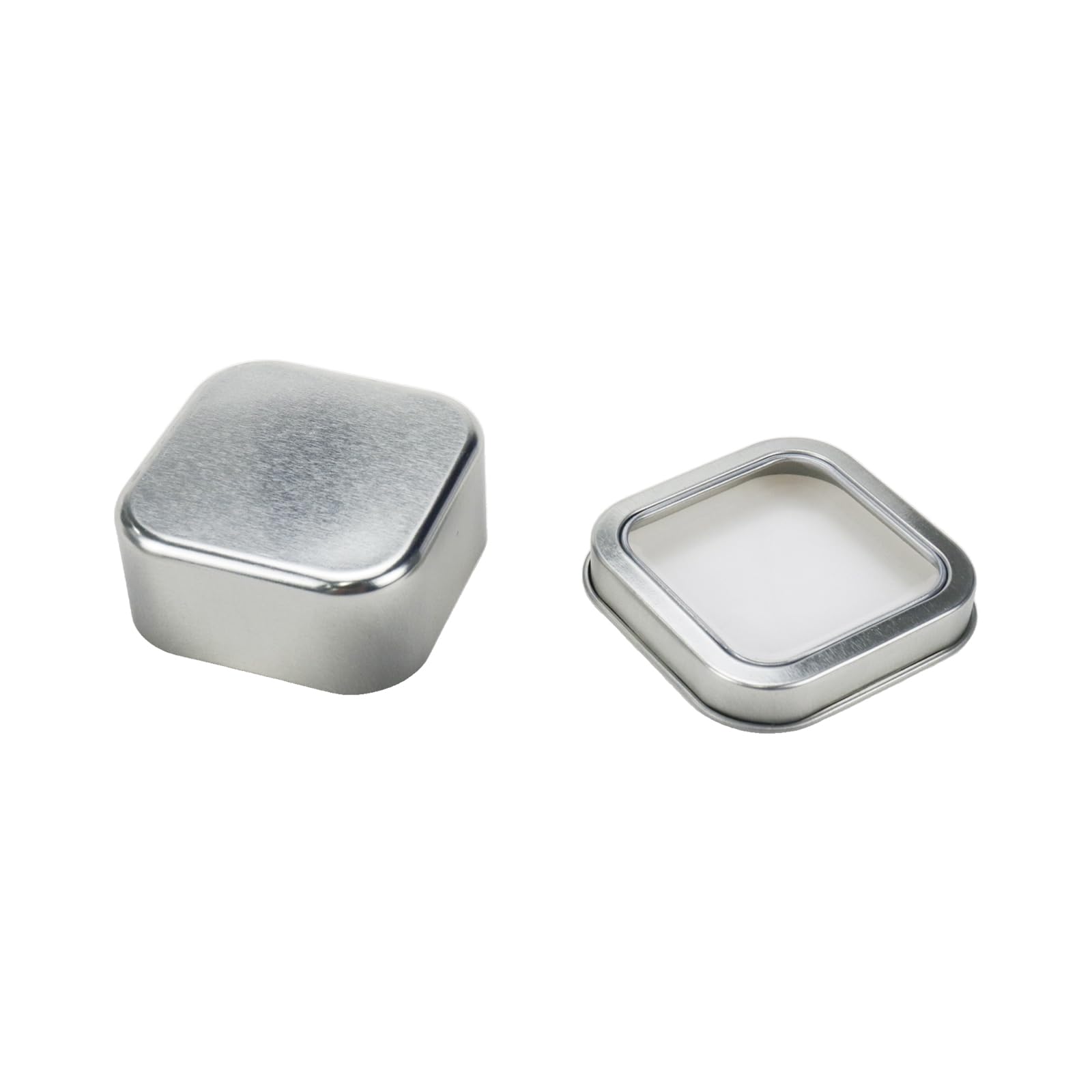 Coshar 10pcs Square Metal Storage Organizer Mini Tin Box with Clear Window Lids for Candy, Candles, Lip Balms and Solid Perfumes (Silver)