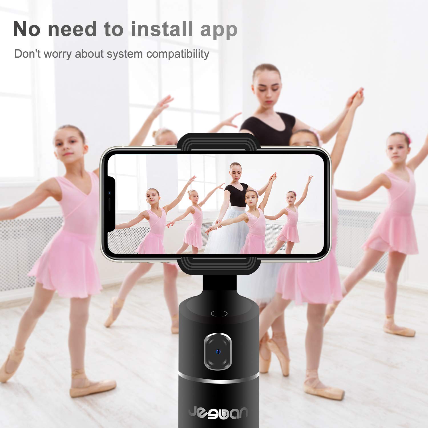 Auto Face Tracking Tripod, 360° Rotation Phone Camera Mount with Selfie Ring Light, No App, Battery Operated Smart Shooting Holder for Live Vlog (Black)