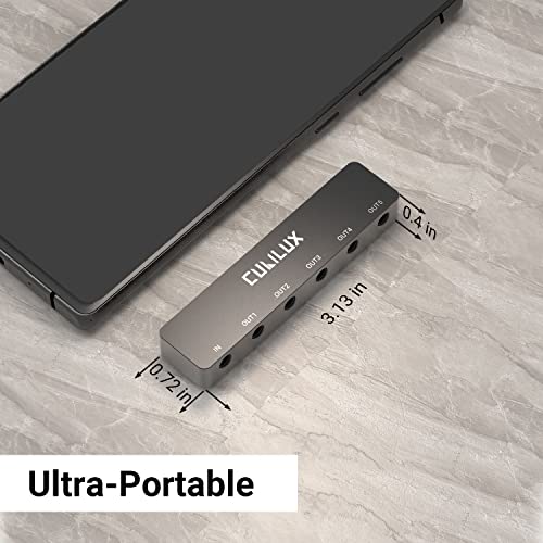 Cubilux Professional 5-Way 3.5mm AUX Splitter, Aluminum Case 5-Channel 1/8β Stereo Headphone Splitter, Multi-Port TRS Audio Share/Split Box/HUB for Speaker Earphones Laptop PC Smartphone Tablet