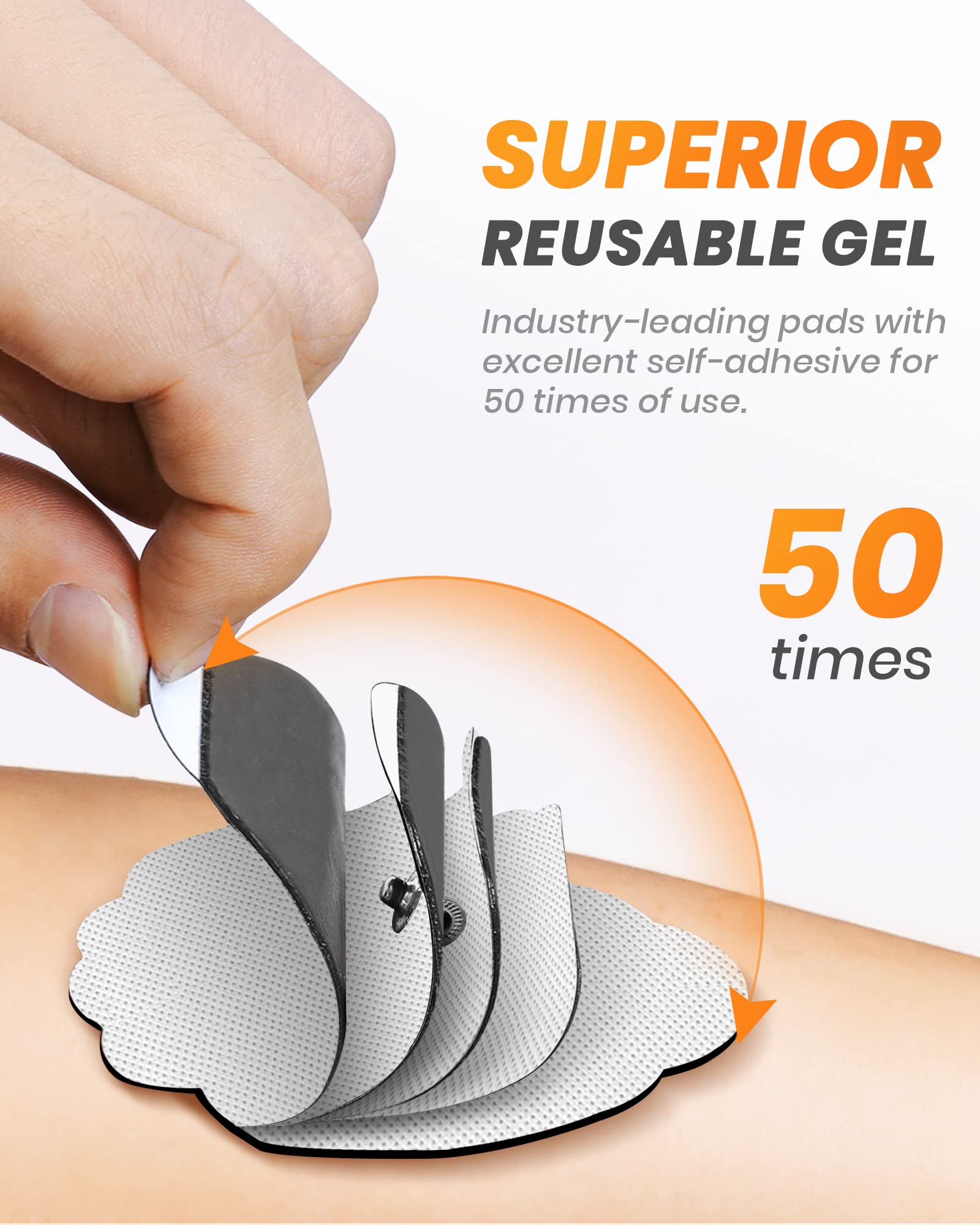 AVCOO 20-Pack TENS/EMS Unit Replacement Pad for More Than 50 Times Use, Multi-Size TENS Unit Replacement Pads Certificated Latex-Free, Compatible with TENS Devices Using 3.5mm Button Connector Leads